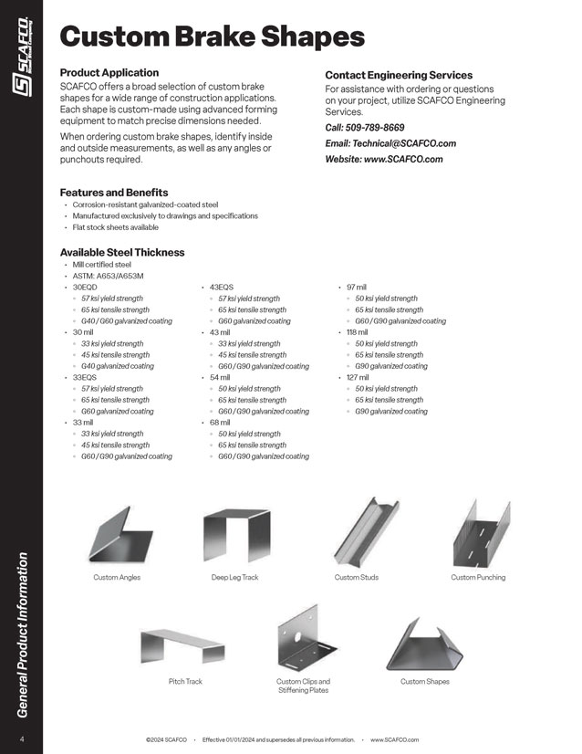 Custom Brake Shapes to 24' - SCAFCO Steel Stud Company