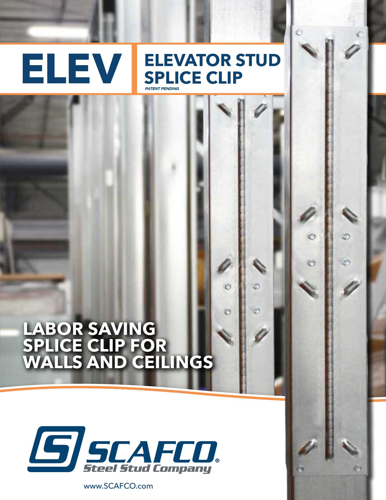 ELEV - Elevator Stud Splice Clip - SCAFCO Steel Stud Company