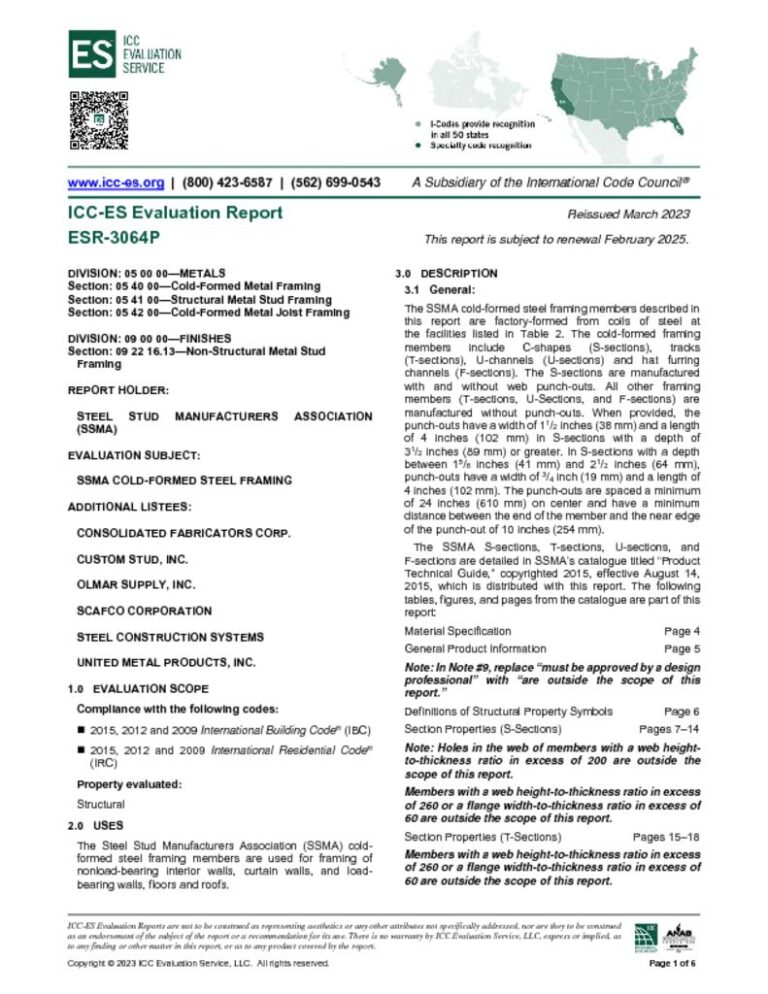 Material Certification Reports - SCAFCO Steel Stud Company
