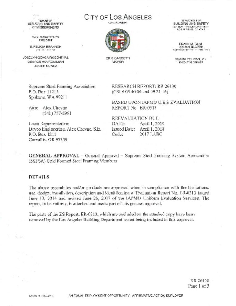 Material Certification Reports - SCAFCO Steel Stud Company