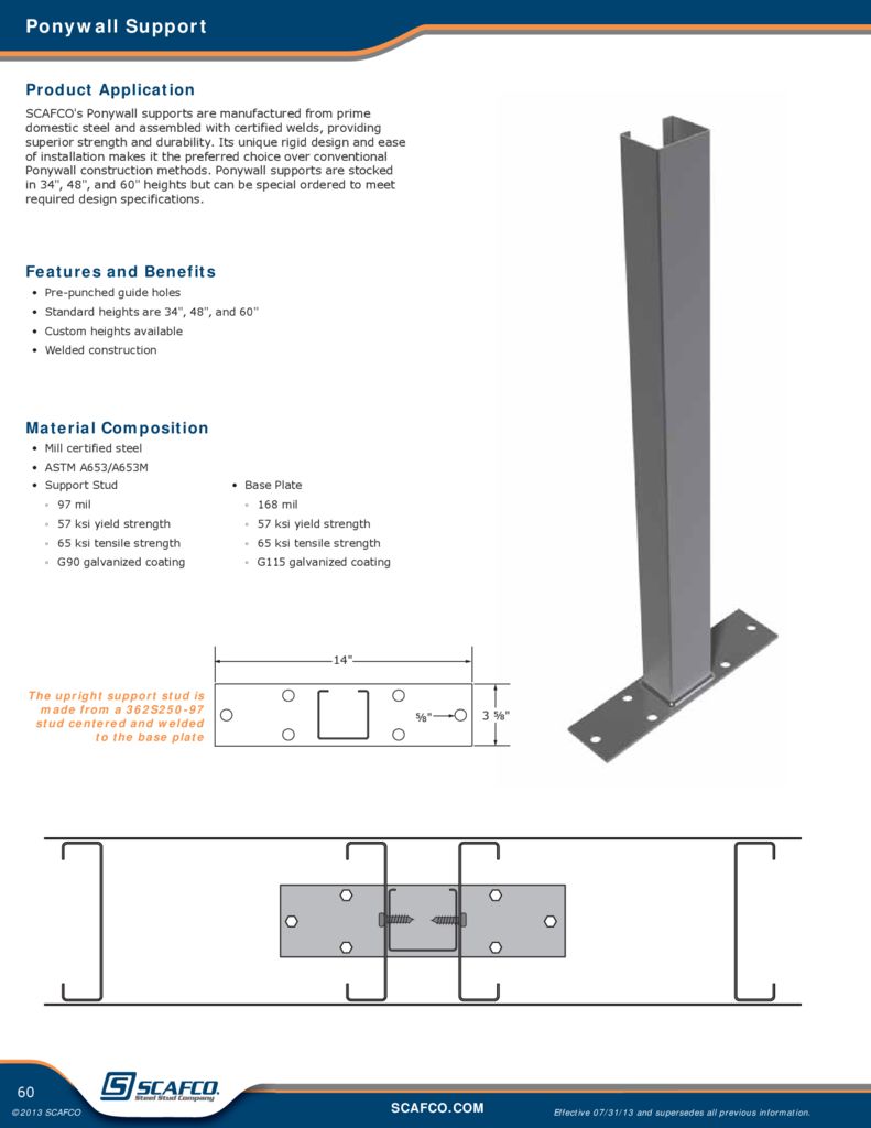 Ponywall Support - SCAFCO Steel Stud Company